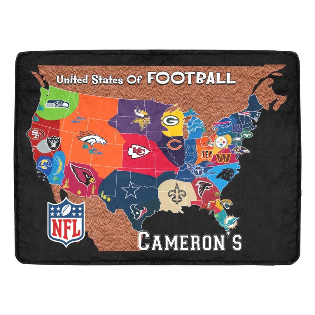 Custom Football Map Blanket Custom Sport America Football Map Team ...