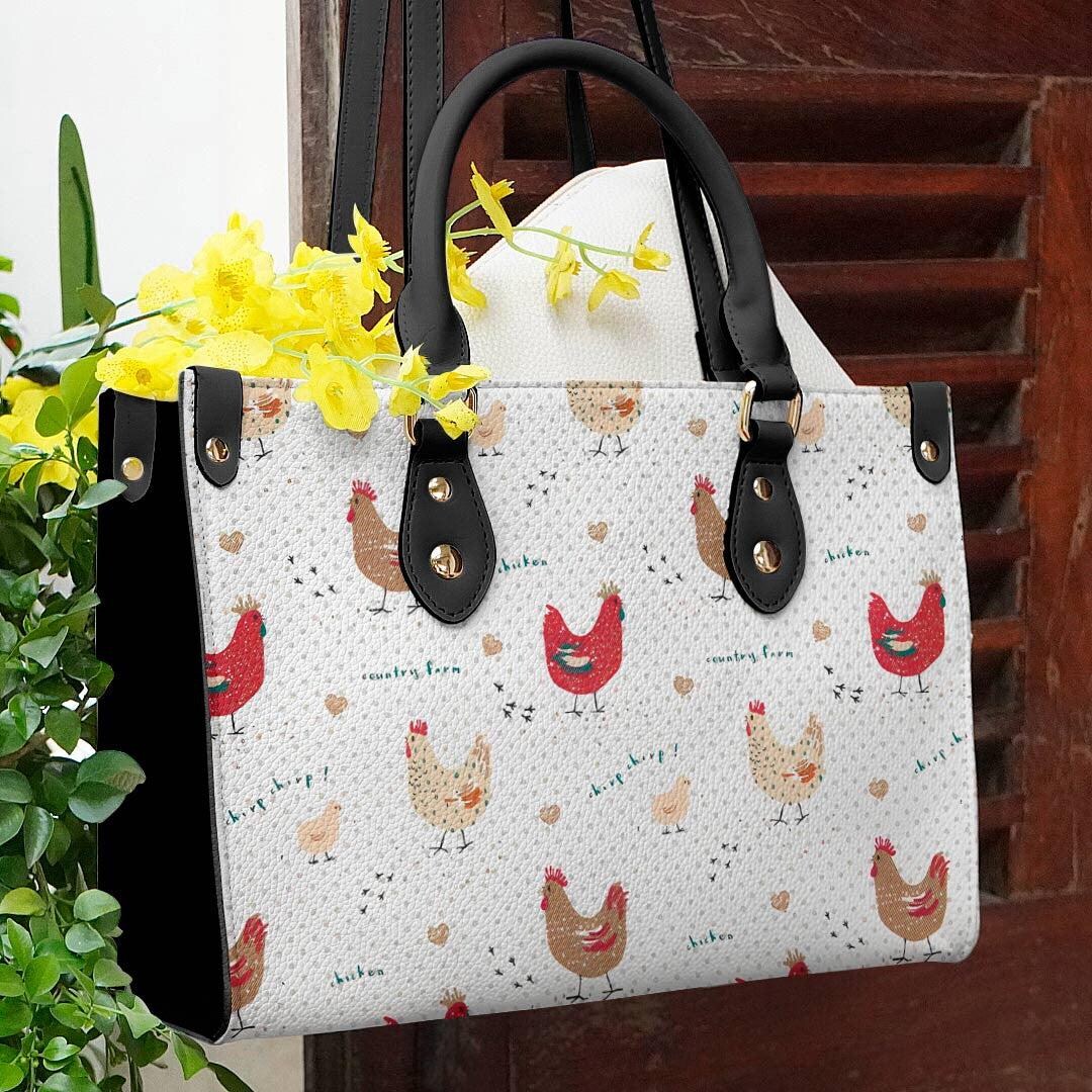 Personalized Leather Handbag Chicken Personalized Leather Bag Cute ...