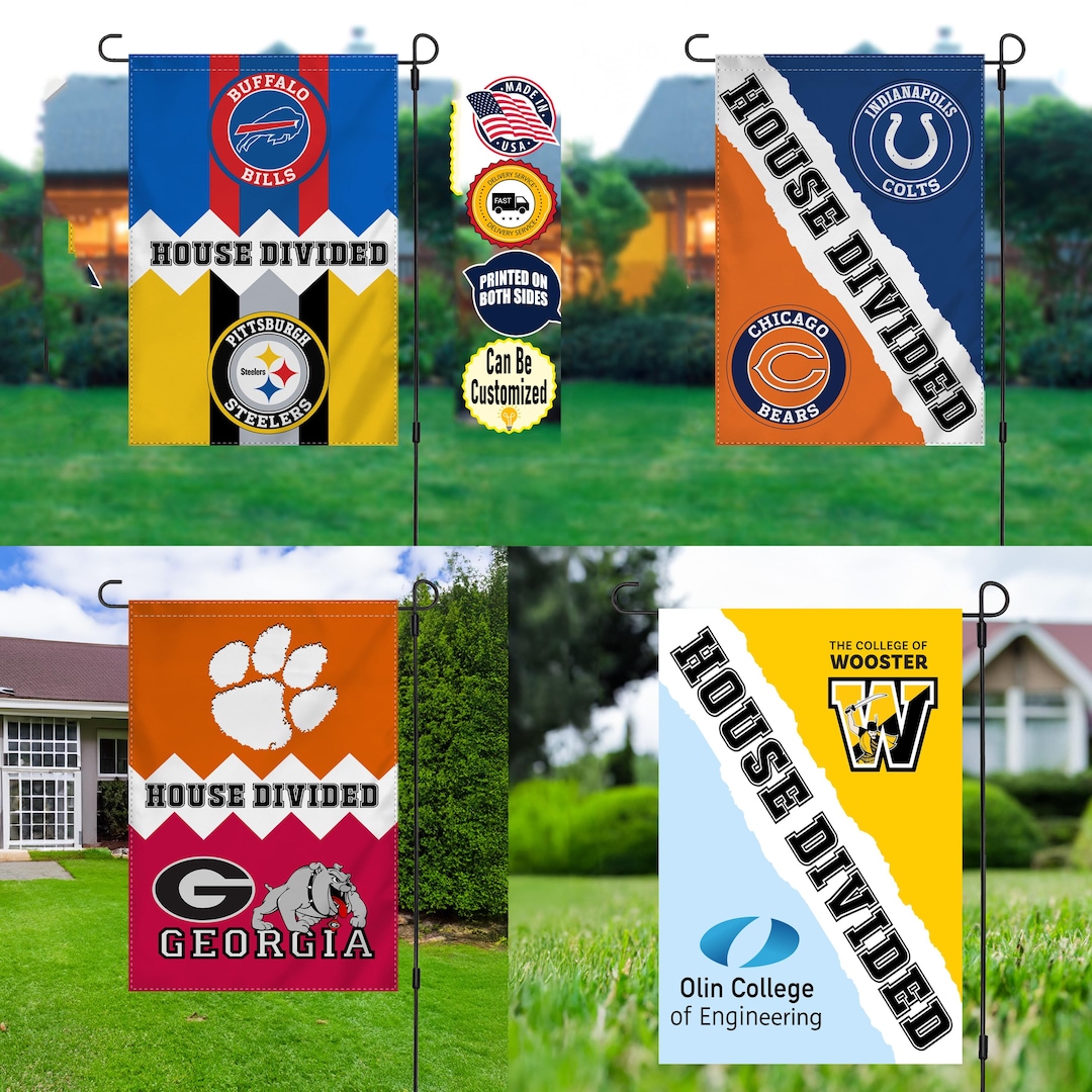 Personalized House Divided Garden Flag: Double-sided College Football ...