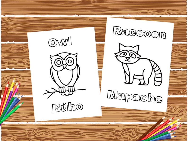 55 Printable Bilingual Coloring Pages Worksheets for Kids, English ...