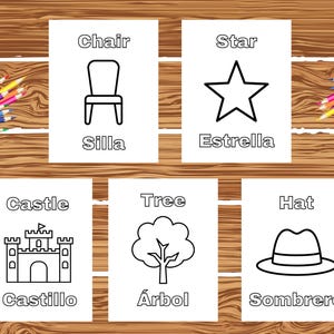 55 Printable Bilingual Coloring Pages Worksheets for Kids, English ...