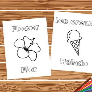 55 Printable Bilingual Coloring Pages Worksheets for Kids, English ...