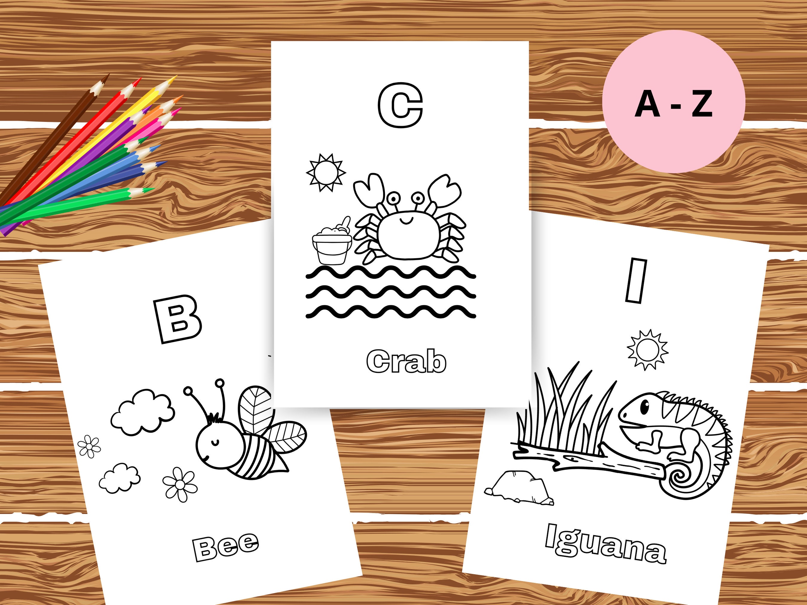 26 Printable Alphabet Coloring Pages Worksheets for Kids, A to Z Animal ...