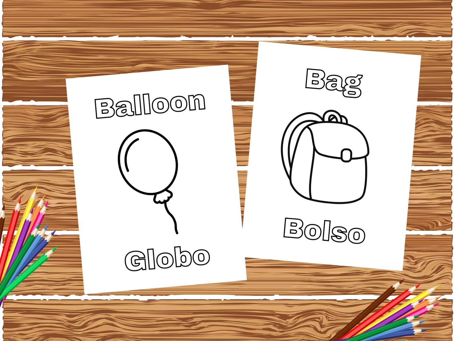 55 Printable Bilingual Coloring Pages Worksheets for Kids, English ...