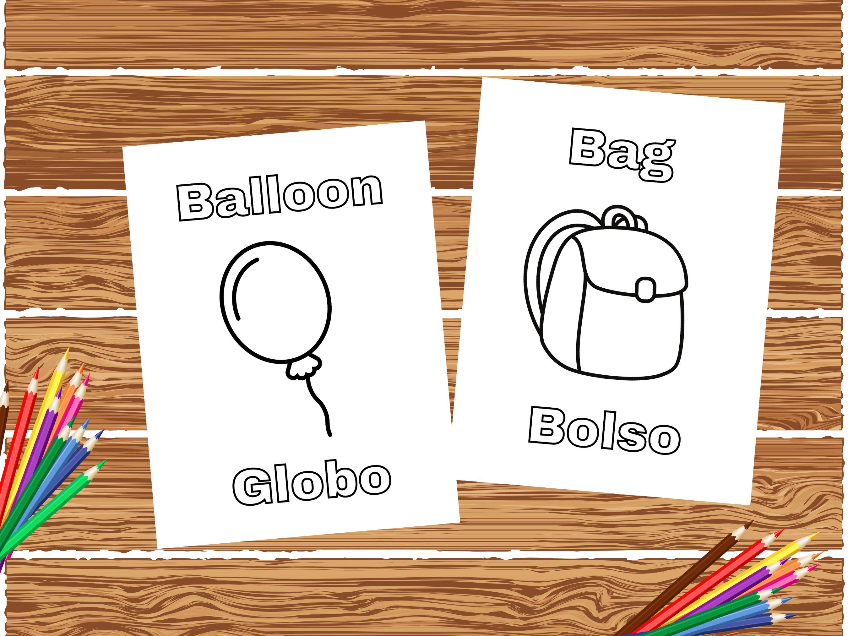 55 Printable Bilingual Coloring Pages Worksheets for Kids, English ...