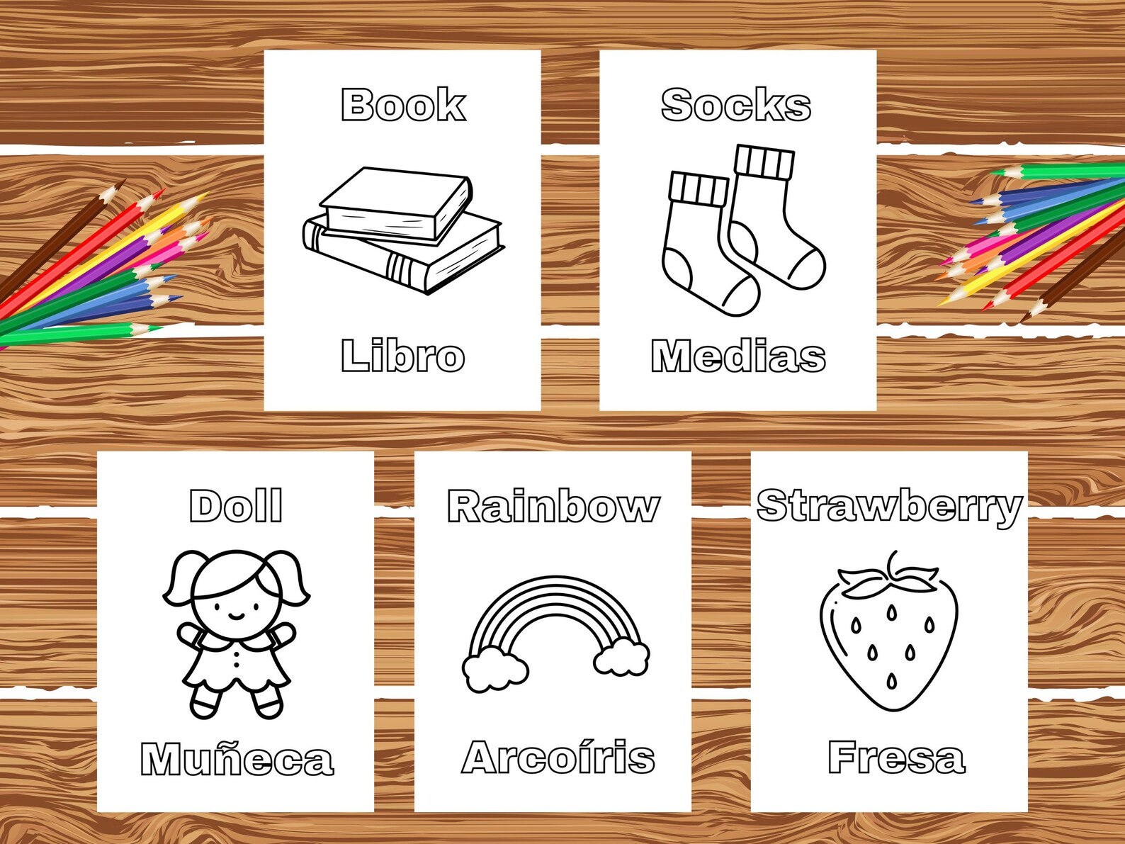 55 Printable Bilingual Coloring Pages Worksheets for Kids, English ...