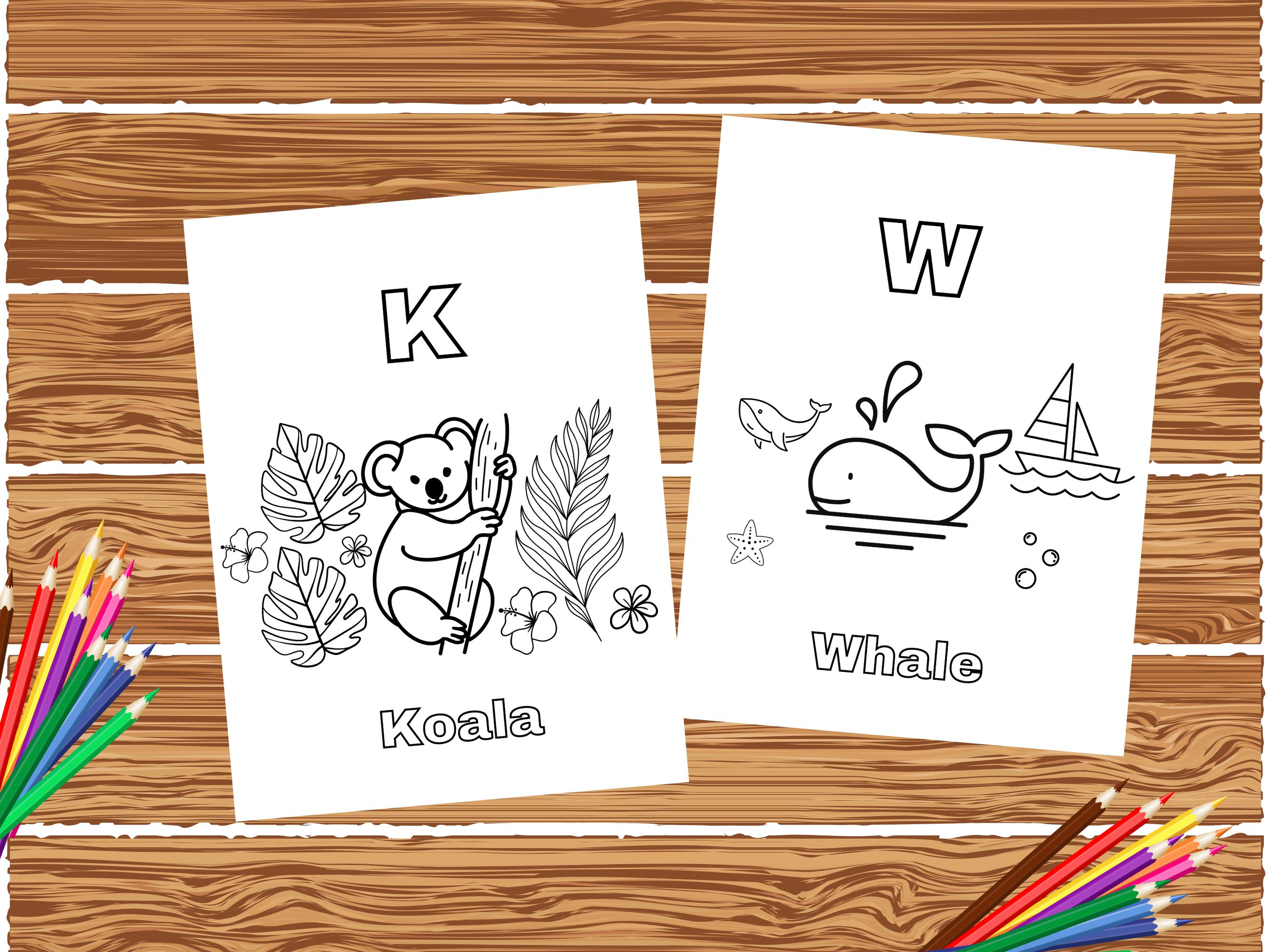 26 Printable Alphabet Coloring Pages Worksheets for Kids, A to Z Animal ...