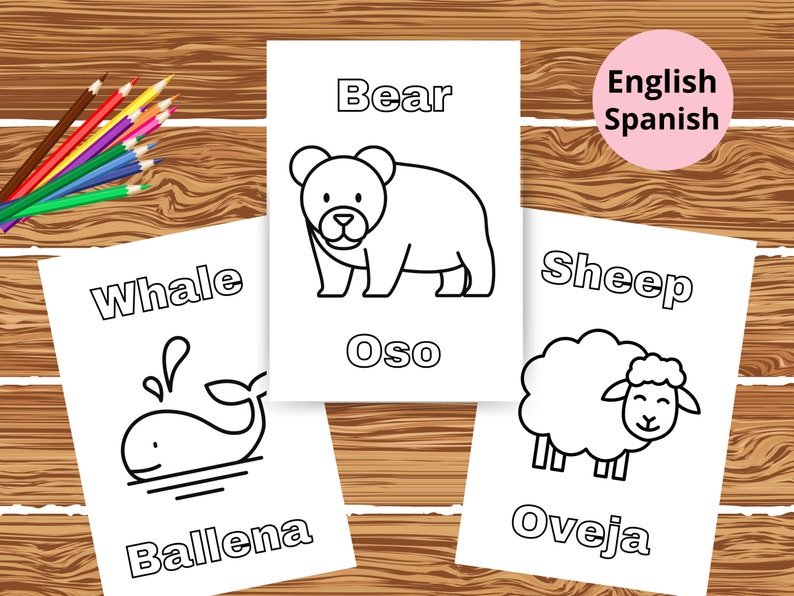 55 Printable Bilingual Coloring Pages Worksheets for Kids, English ...