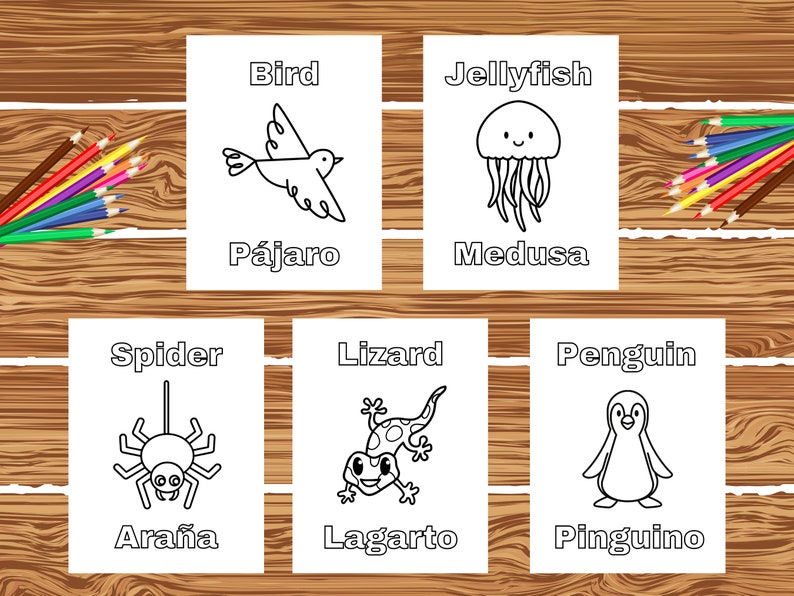 55 Printable Bilingual Coloring Pages Worksheets for Kids, English ...