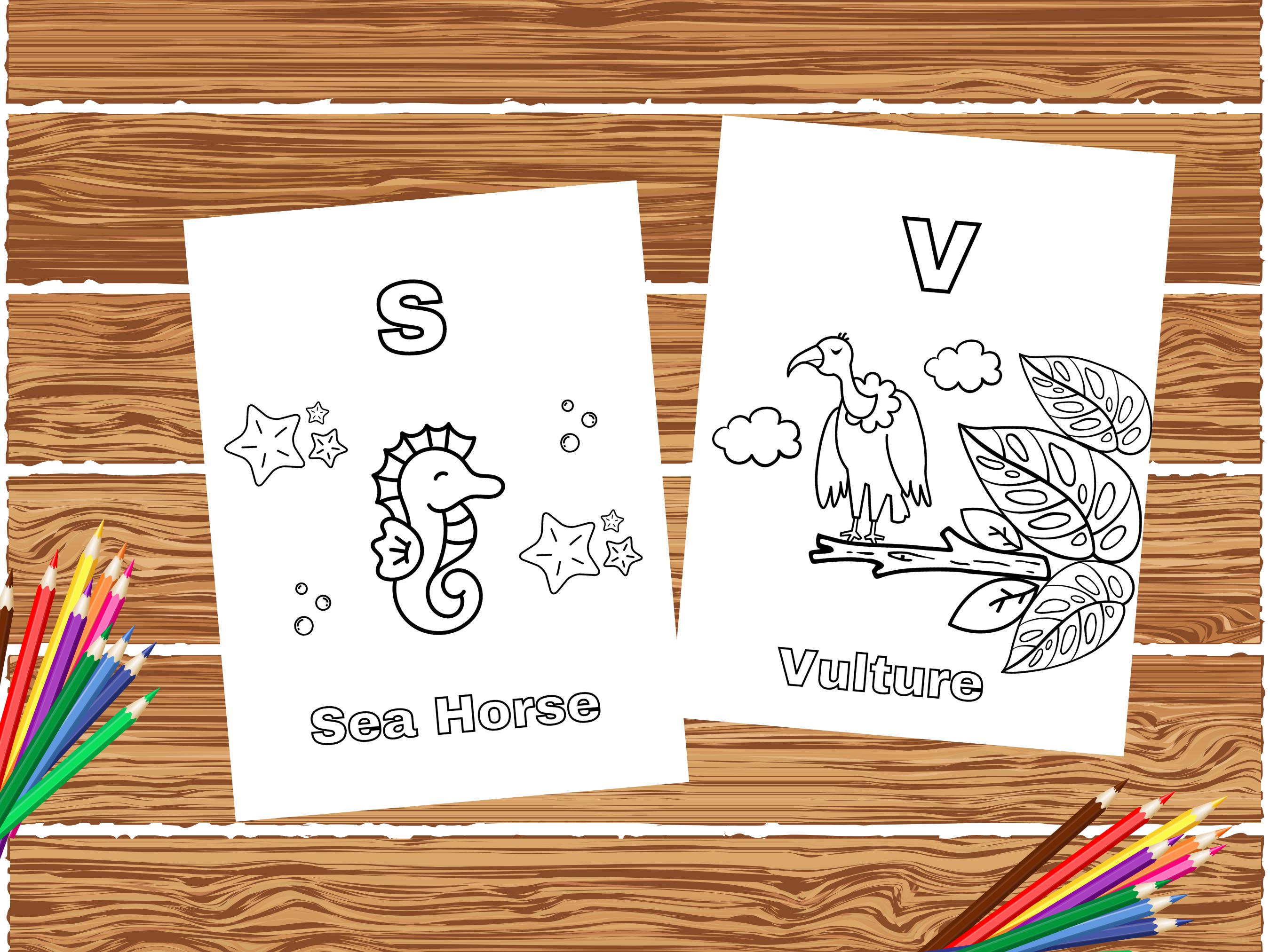26 Printable Alphabet Coloring Pages Worksheets for Kids, A to Z Animal ...