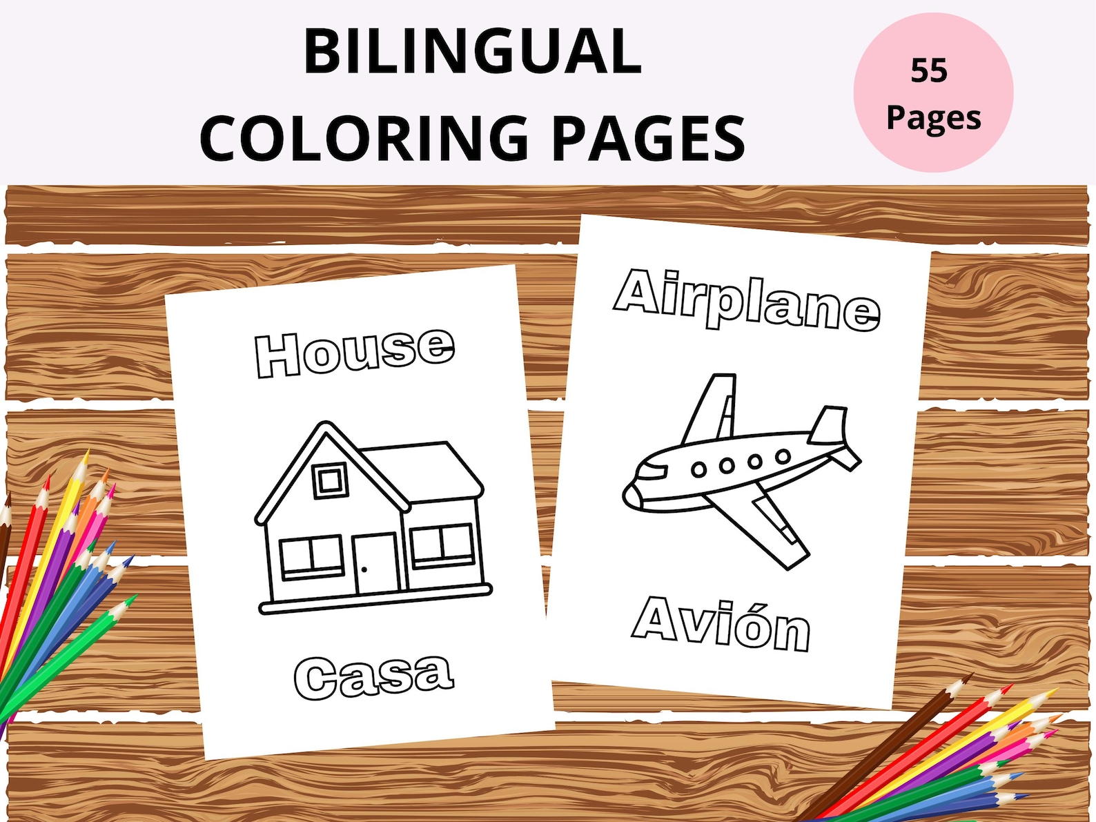 55 Printable Bilingual Coloring Pages Worksheets for Kids, English ...