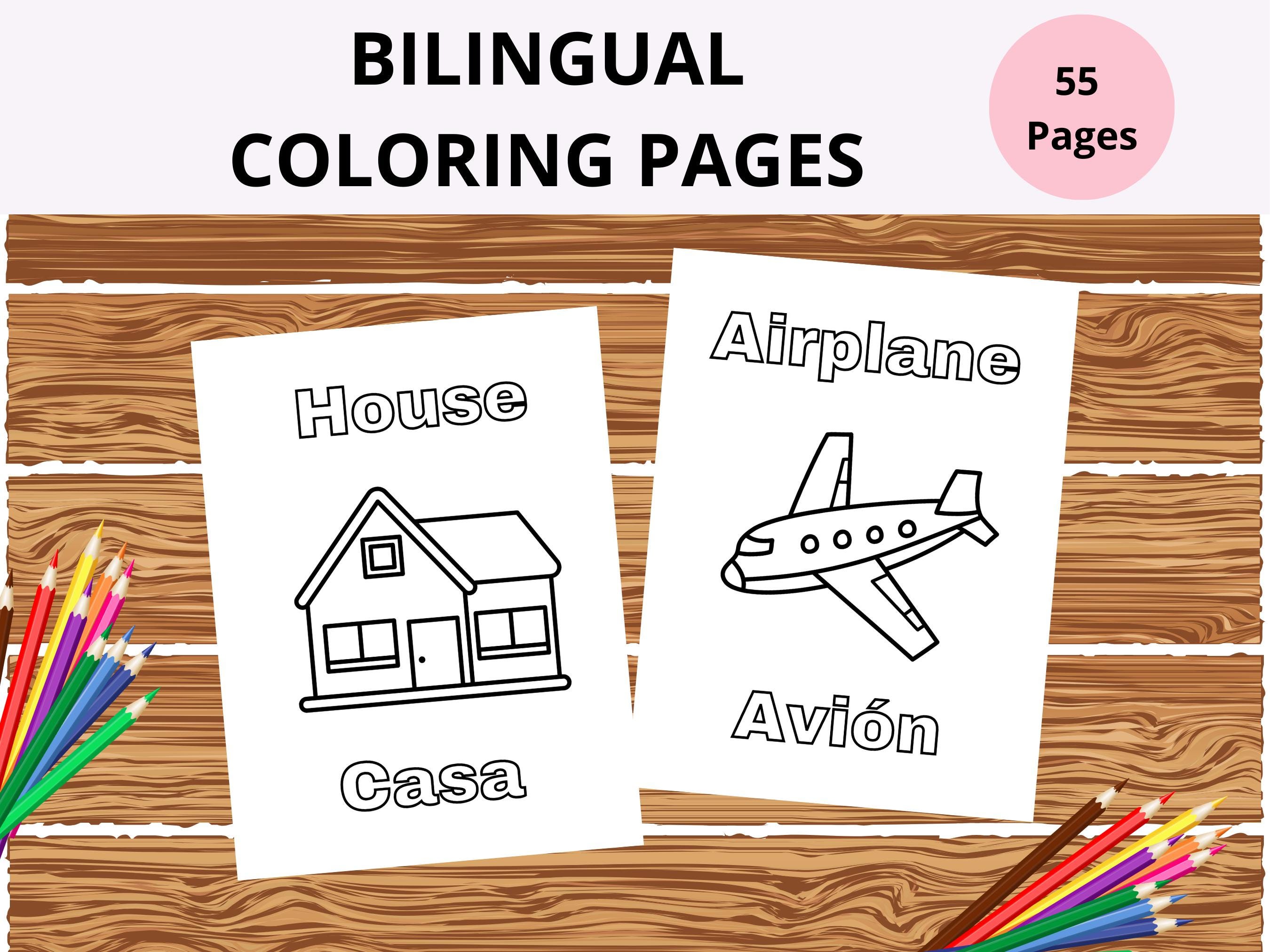 55 Printable Bilingual Coloring Pages Worksheets for Kids, English ...