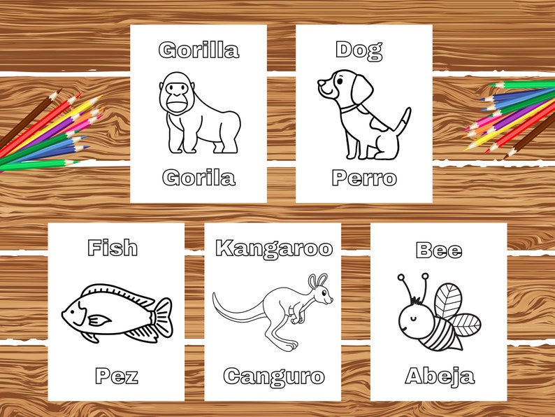 55 Printable Bilingual Coloring Pages Worksheets for Kids, English ...