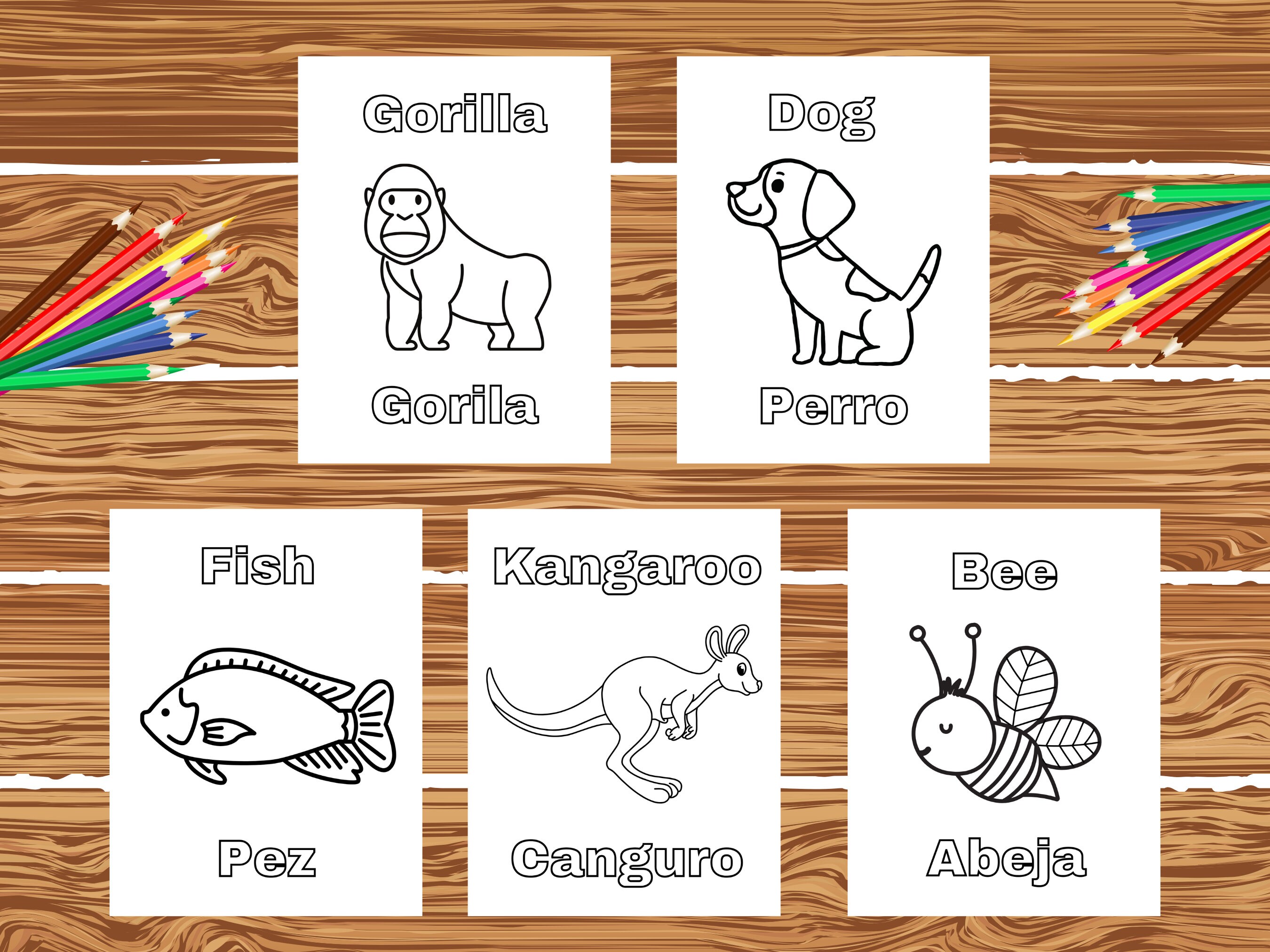 55 Printable Bilingual Coloring Pages Worksheets for Kids, English ...