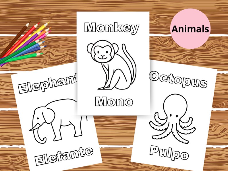 55 Printable Bilingual Coloring Pages Worksheets for Kids, English ...