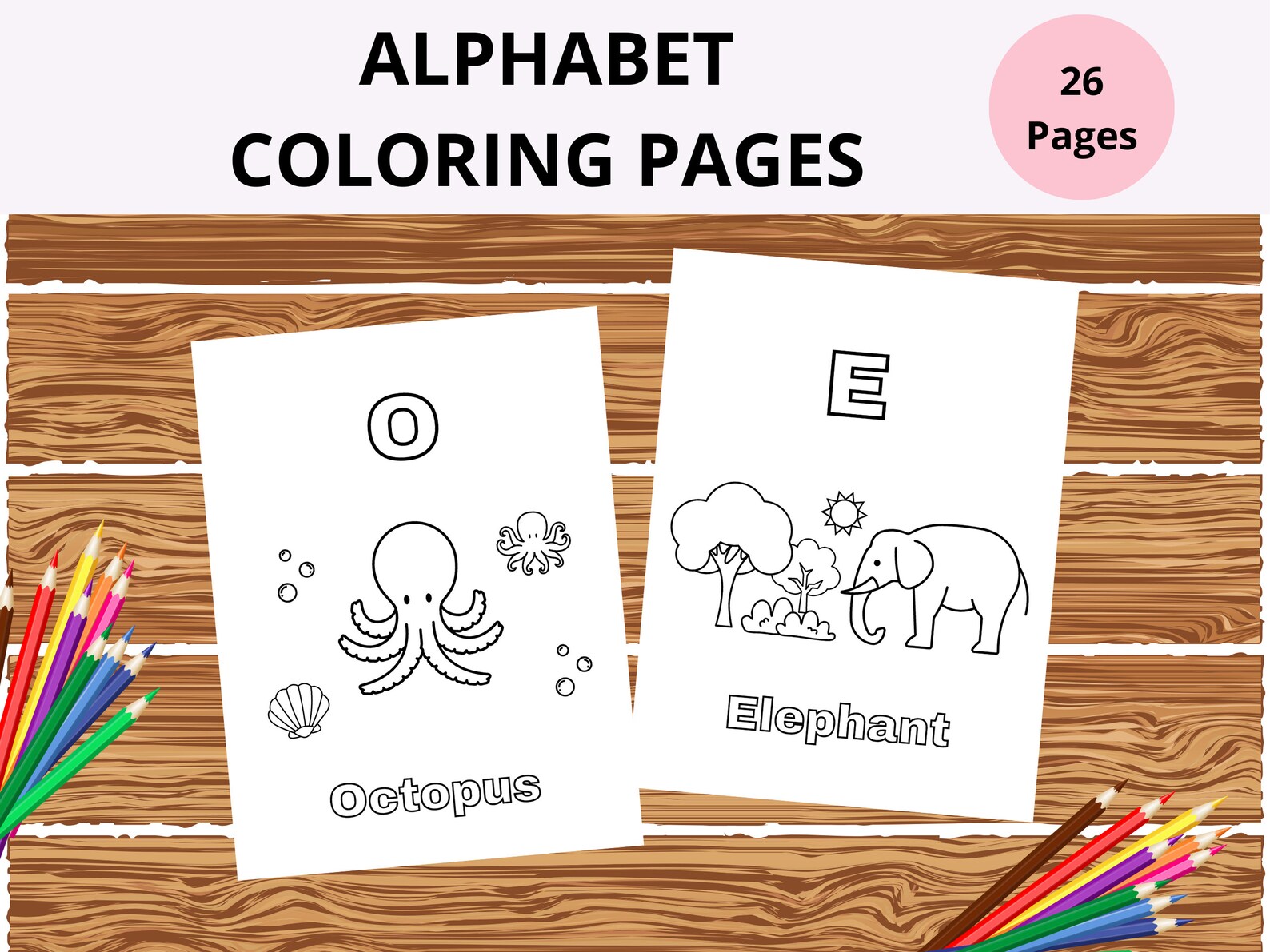 26 Printable Alphabet Coloring Pages Worksheets for Kids, A to Z Animal ...