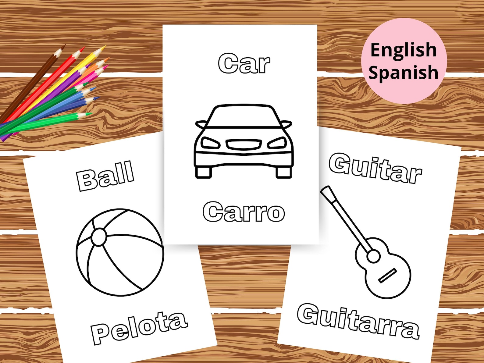 55 Printable Bilingual Coloring Pages Worksheets for Kids, English ...