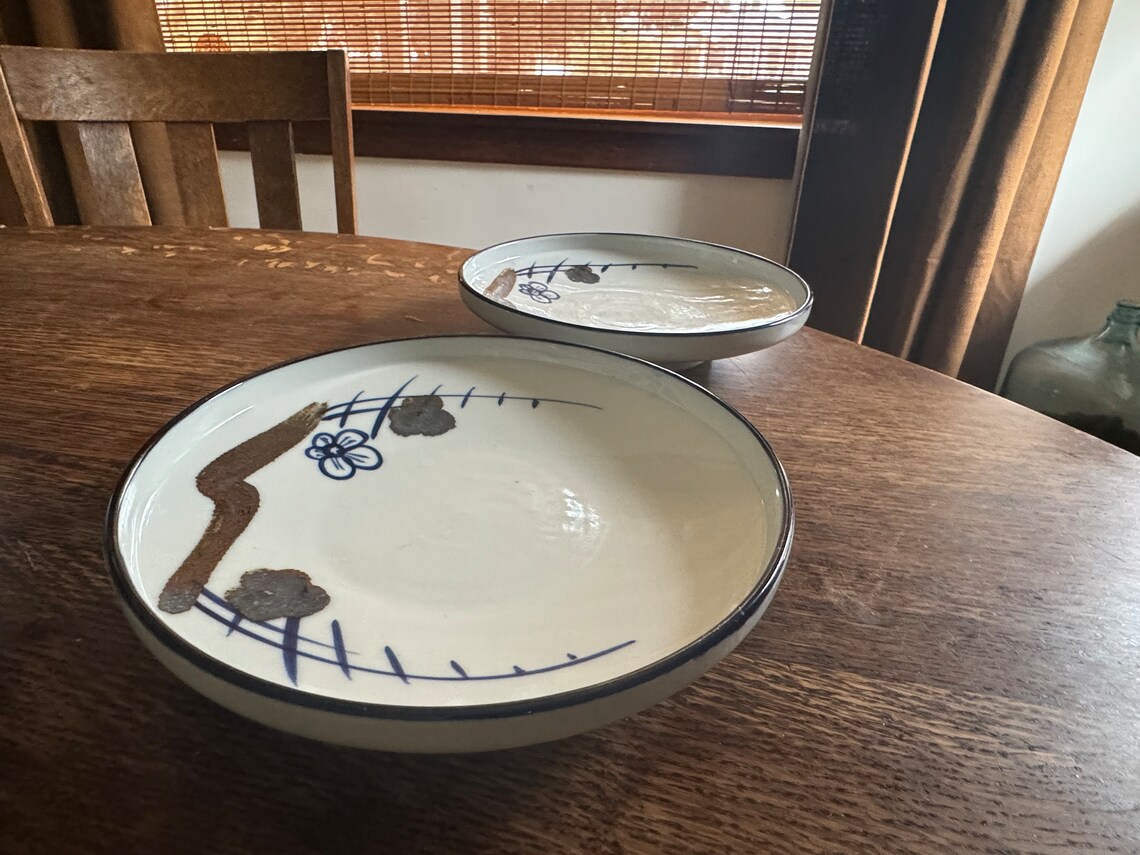 Vintage Japanese Footed Plates - Etsy