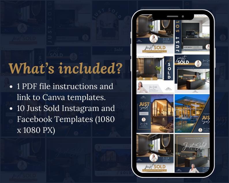 Real Estate Just Sold Social Media Templates for Canva - Etsy