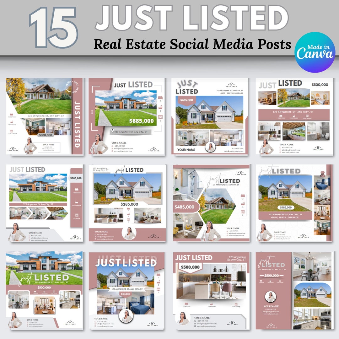 15 Just Listed Social Media Posts Real Estate Templates Real Estate ...