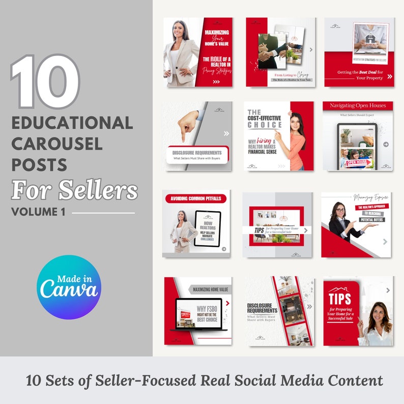 Seller-focused Social Media Carousel | Canva Templates | Real Estate ...