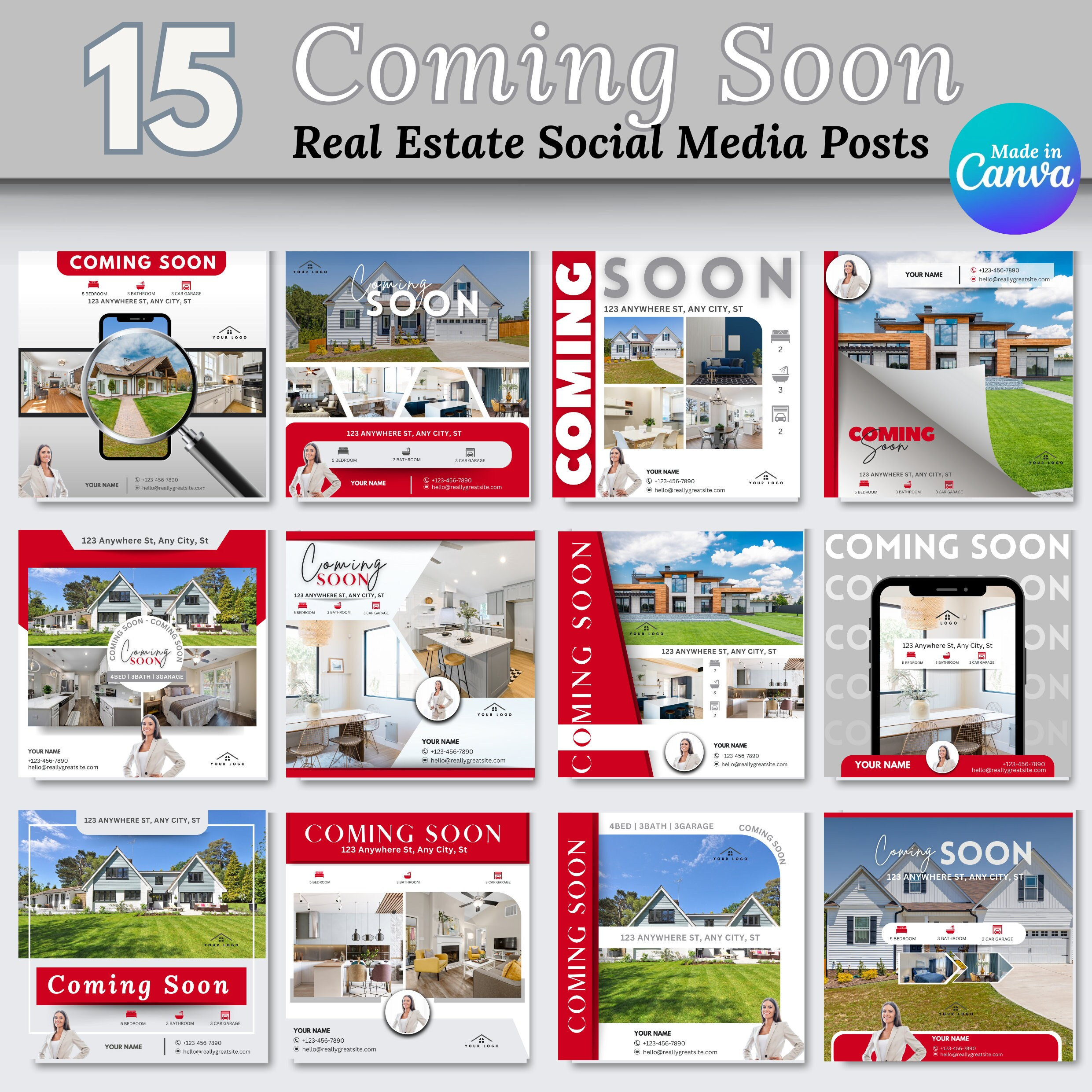 Real Estate Coming Soon Social Media Posts: Canva Templates (digital ...