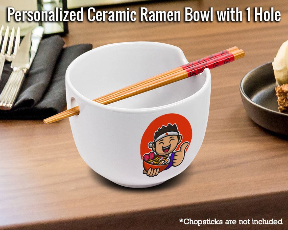 500 Personalized Ramen Bowls Custom Printed Ceramic Bowl chopsticks Not ...