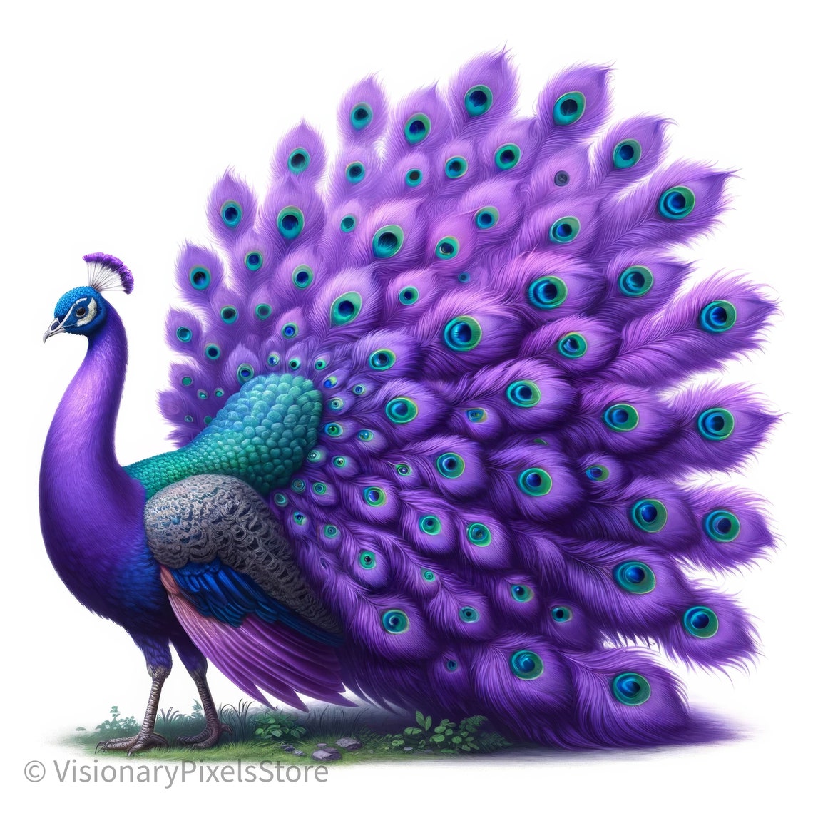 Peacock With Purple Feathers, Printable Wall Decor - AI Art Printable ...