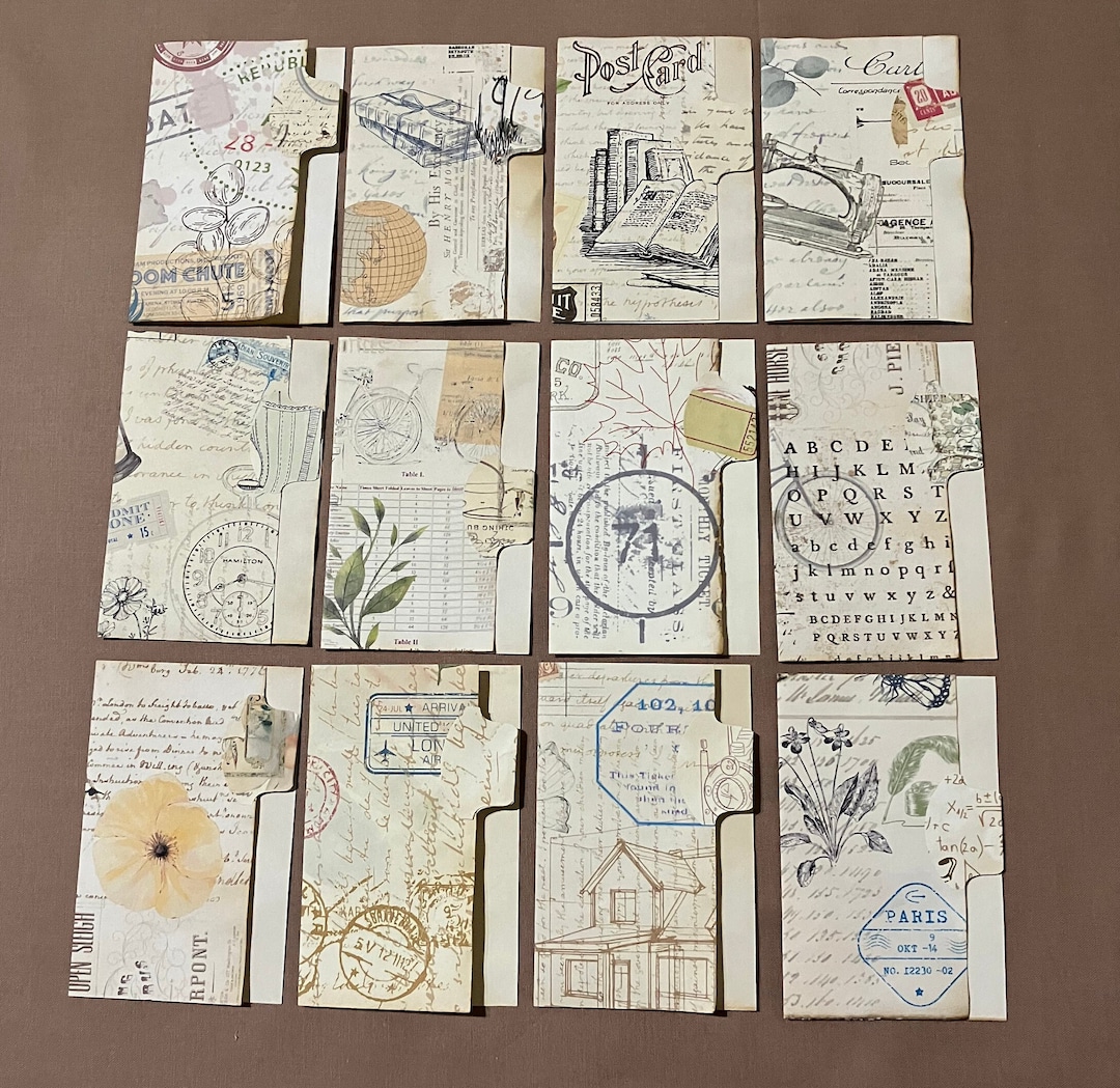 Hidden Treasures “B” Vintage Style Collage Paper Folders, Journaling ...