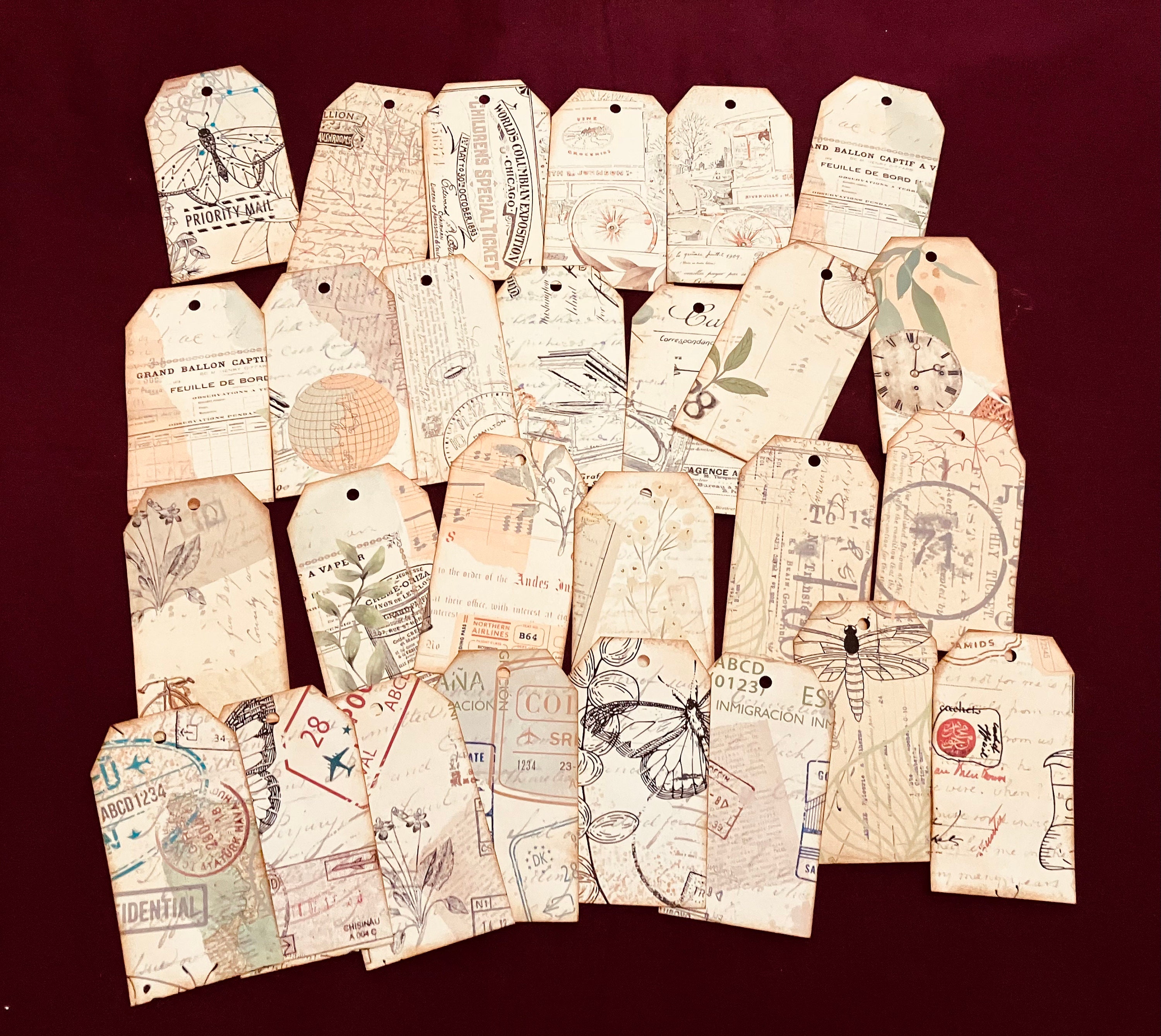 Hidden Treasures “B” Neutral Vintage Style Printed Tea Dyed Cardstock ...