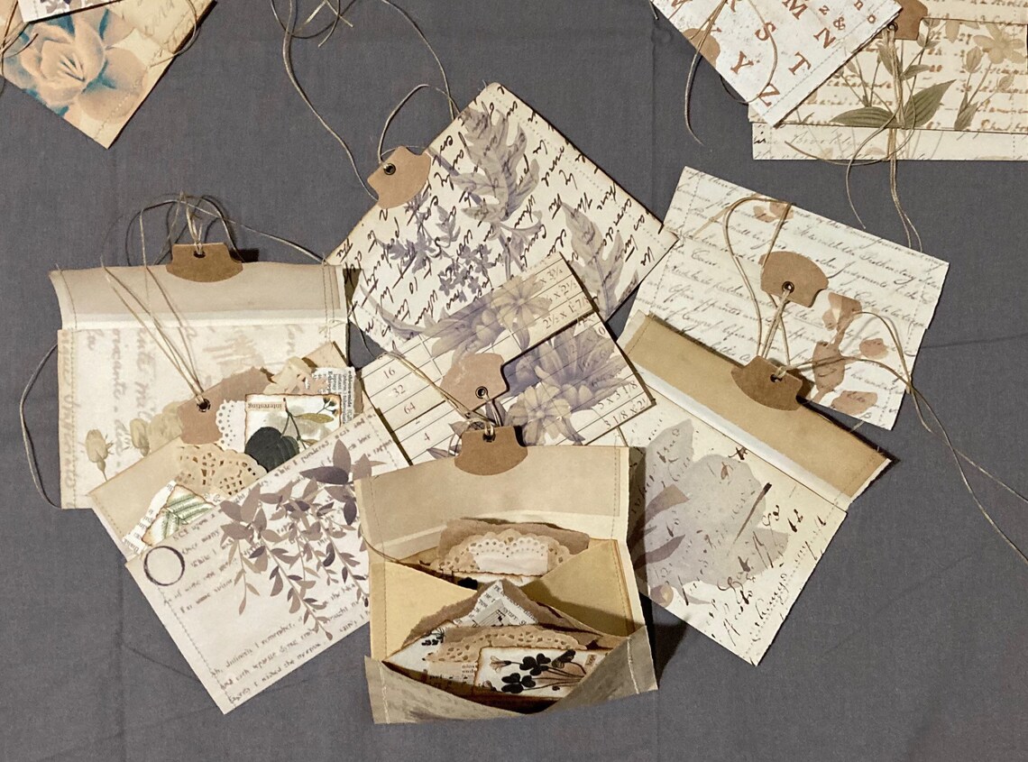3 Neutral Vintage Look Ephemera Envelopes With Interior - Etsy