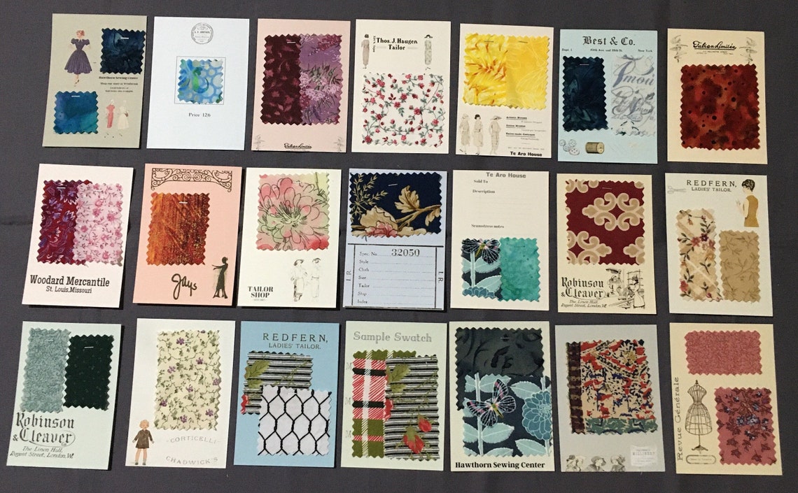 Vintage Style Fabric Swatch Cards and Fabric Business Cards - Etsy