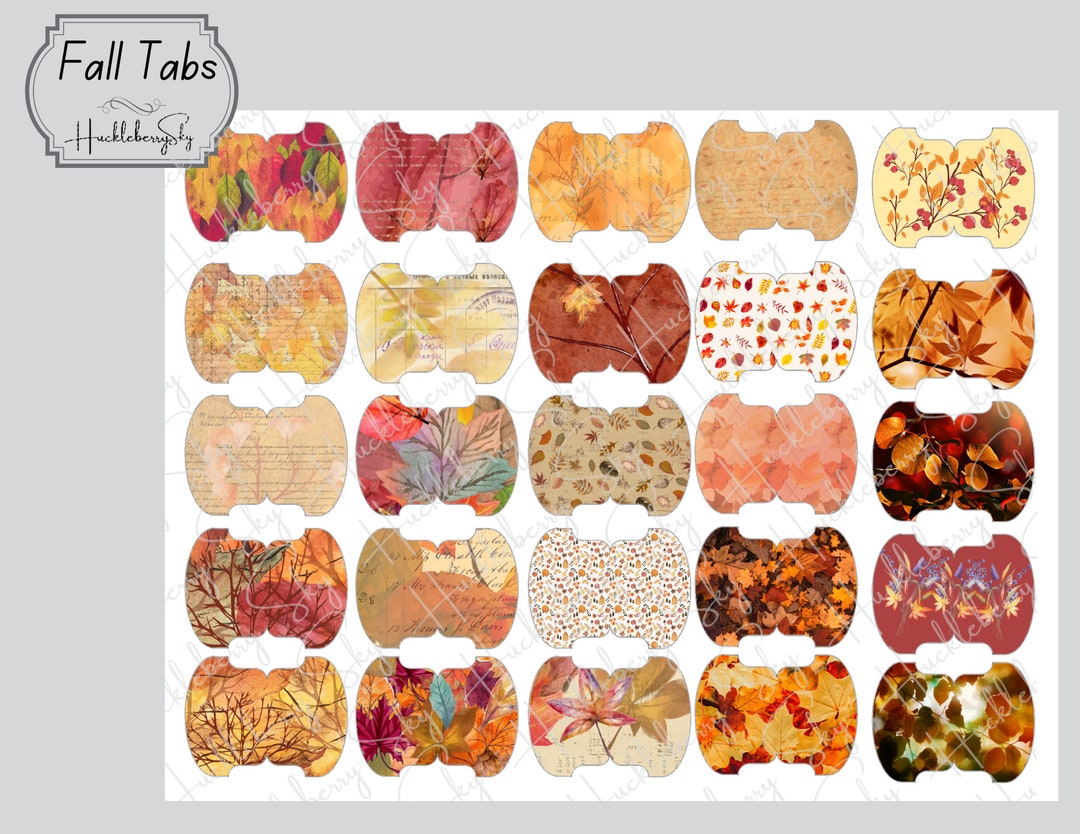 Fall Tabs, Autumn Round Tabs 25 Whale Tail Tabs - Etsy