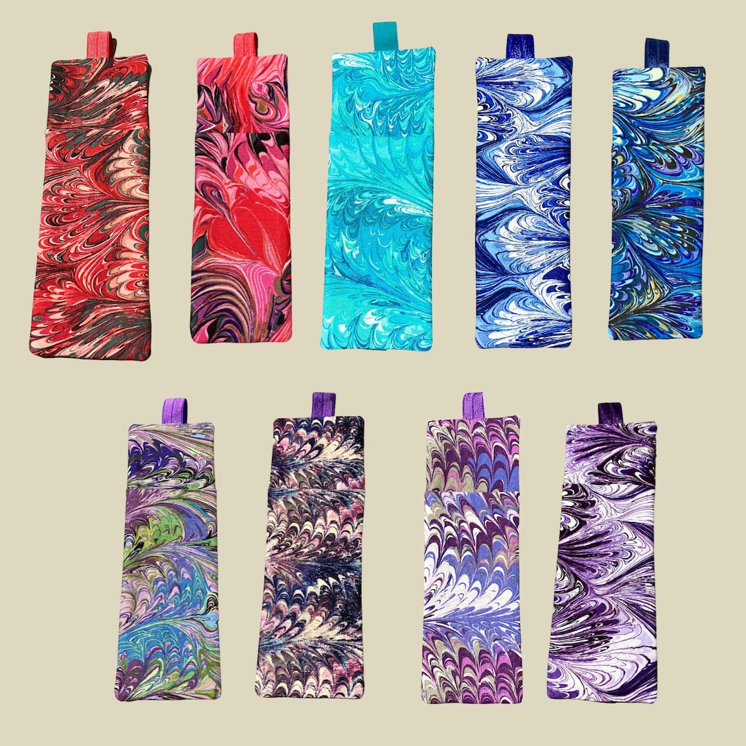 Pen Sleeve / Bookmark, 2 Sizes, Marbled Fabric Pen Holder for Notebook ...