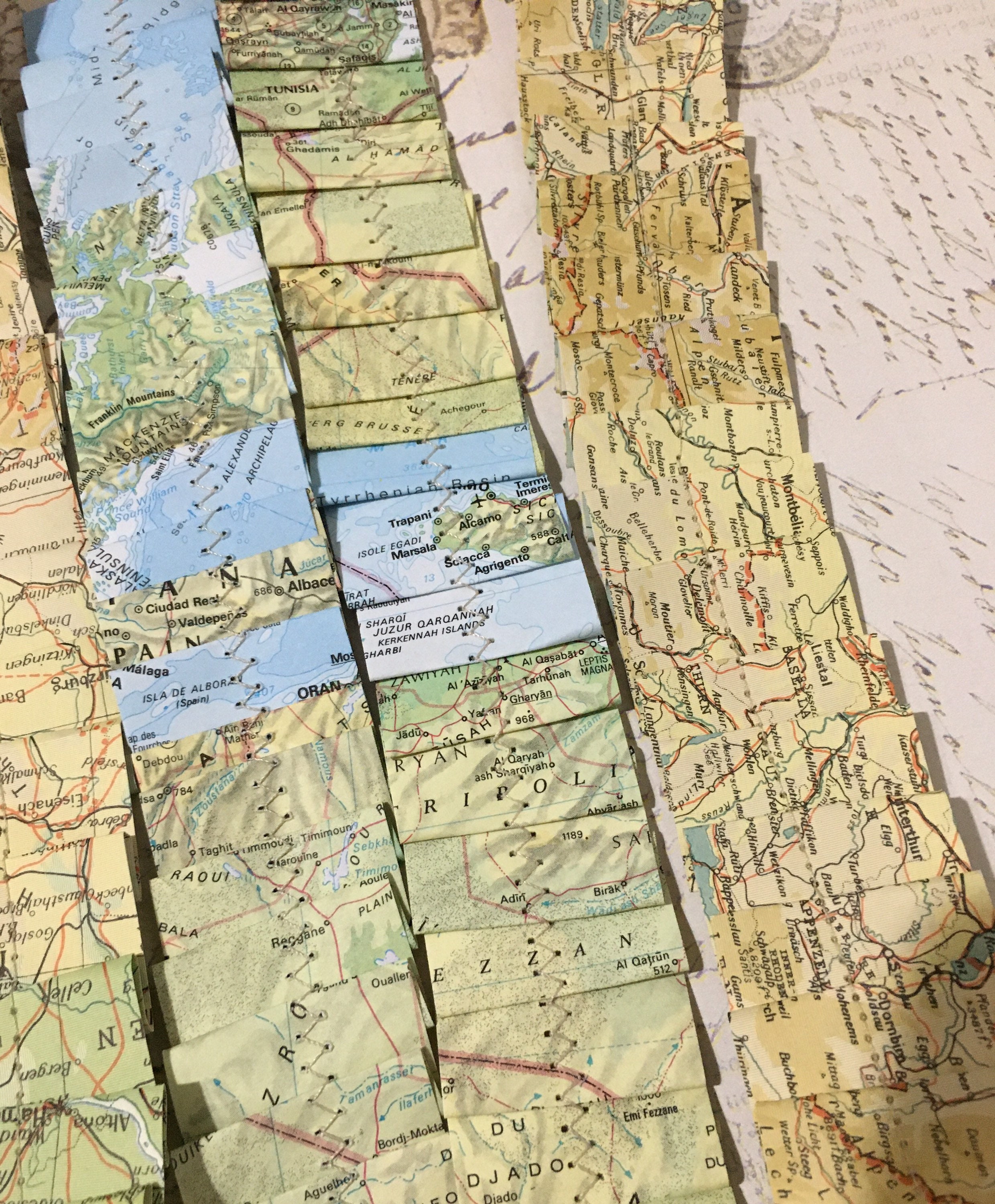 Map or Atlas Paper Ruffles. Ruffled Paper Set of 7 - Etsy