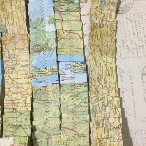 Map or Atlas Paper Ruffles. Ruffled Paper - Set of 7 Strips or 1-yard ...