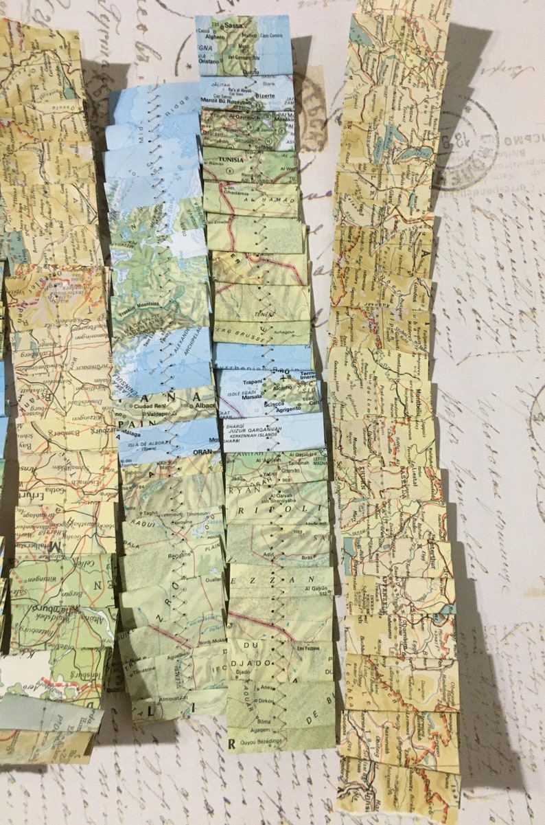 Map or Atlas Paper Ruffles. Ruffled Paper Set of 7 - Etsy