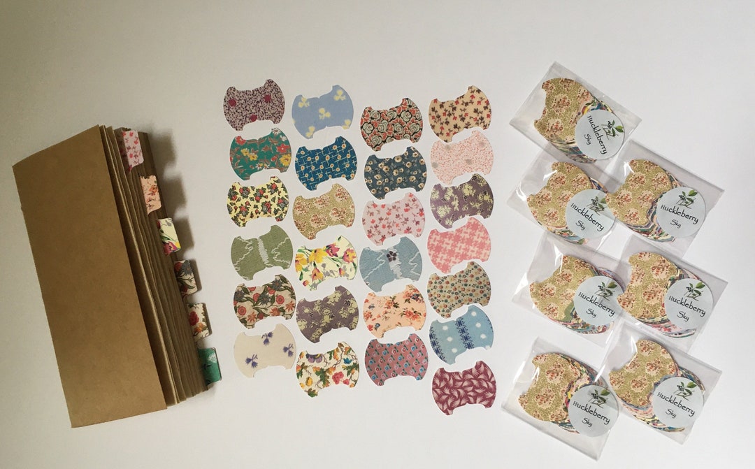25 Vintage Style Fabric Print Round Tab, Whale Tail Tabs - Etsy