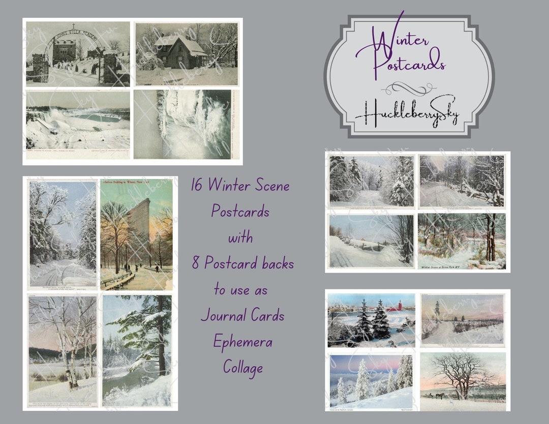 Winter Postcards, Snow Postcards, Winter Ephemera - Etsy