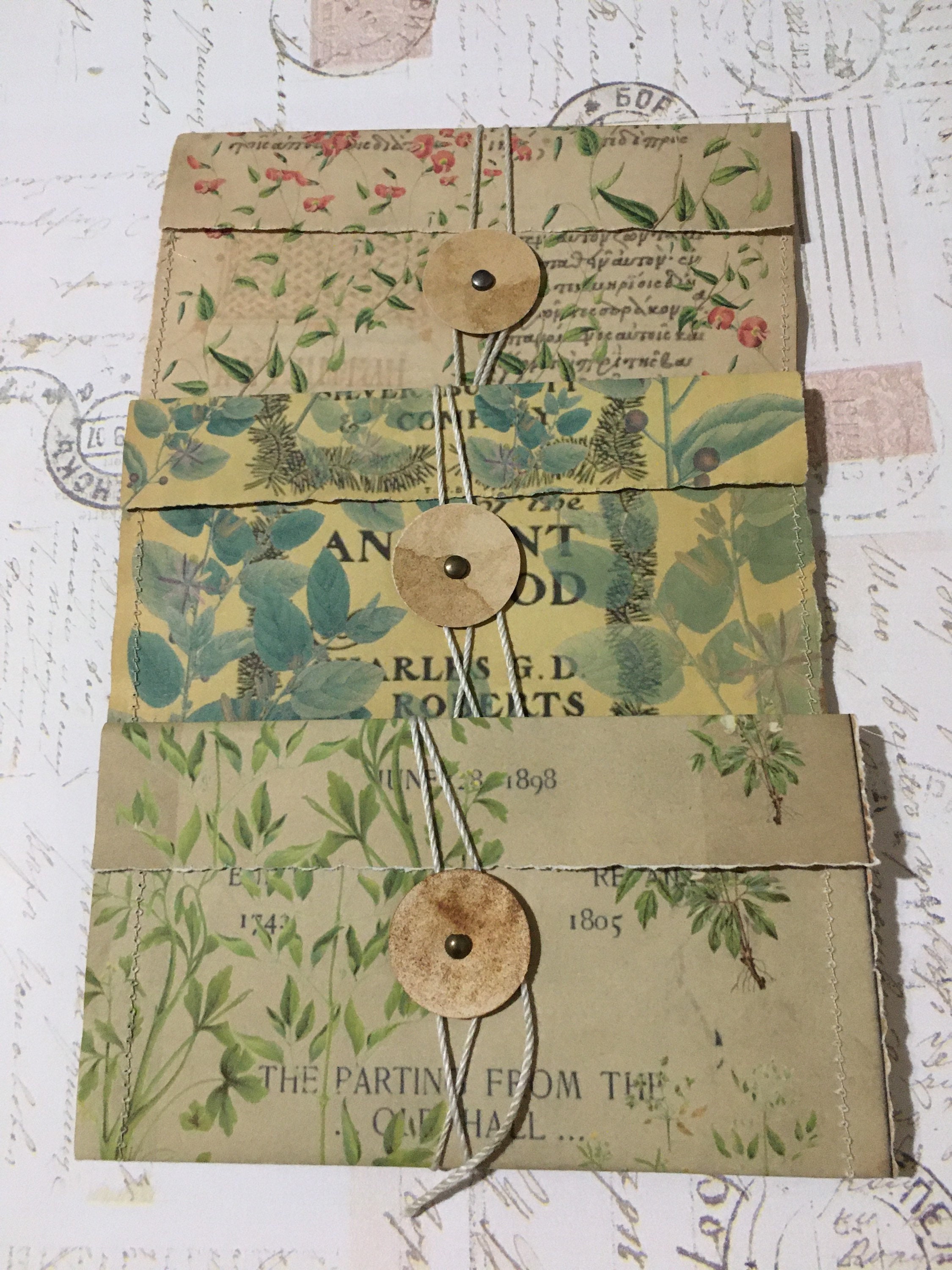 3 Vintage Look Ephemera Envelopes With Interior Pockets - Etsy