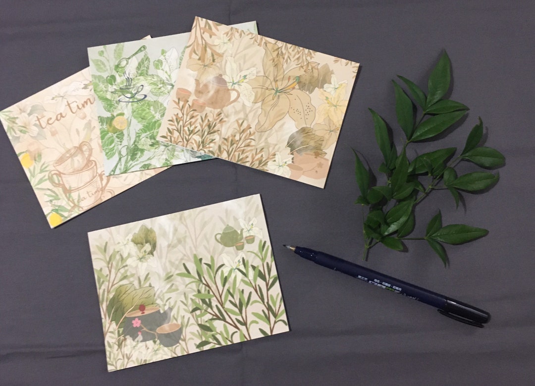 Tea Time Notecards With Envelopes Set of 8 - Etsy
