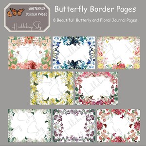 Butterflies With Florals Border Pages for Journals - Etsy