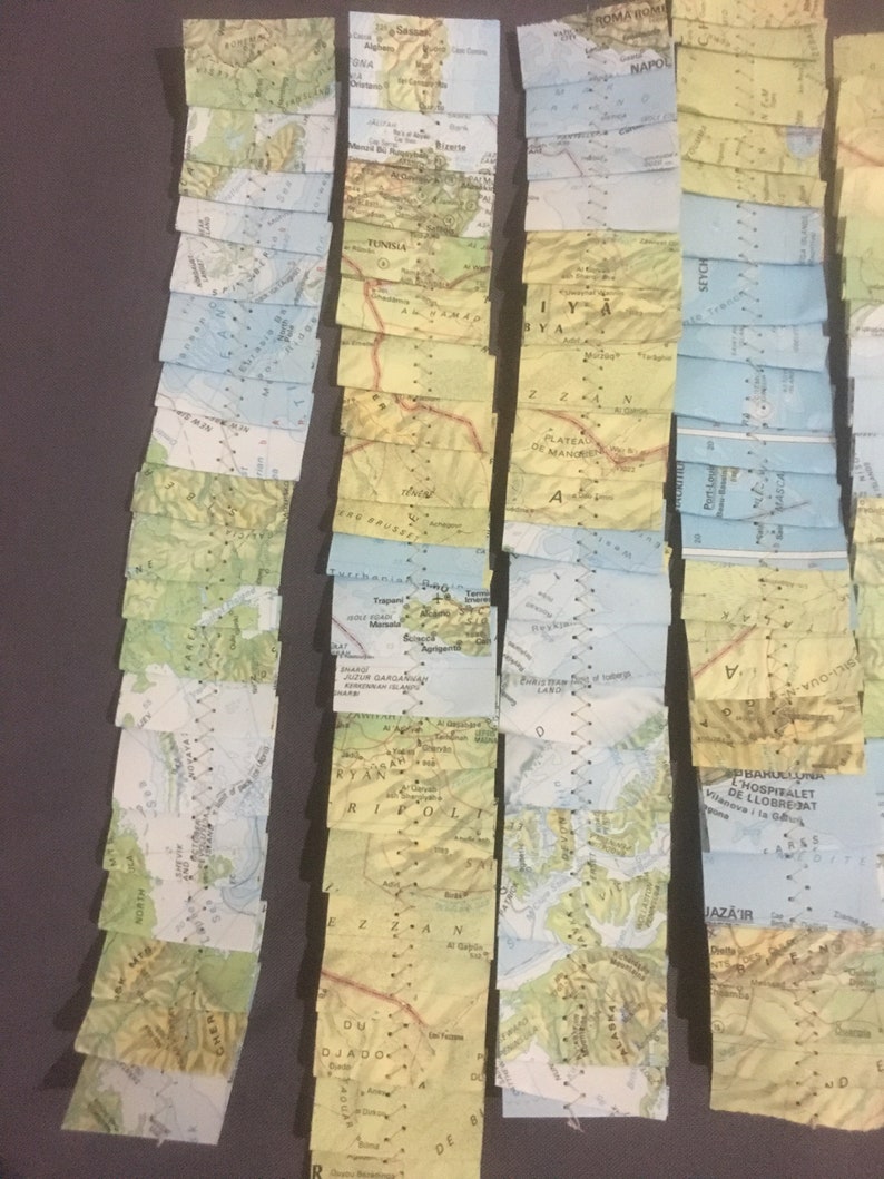 Map or Atlas Paper Ruffles. Ruffled Paper Set of 7 - Etsy