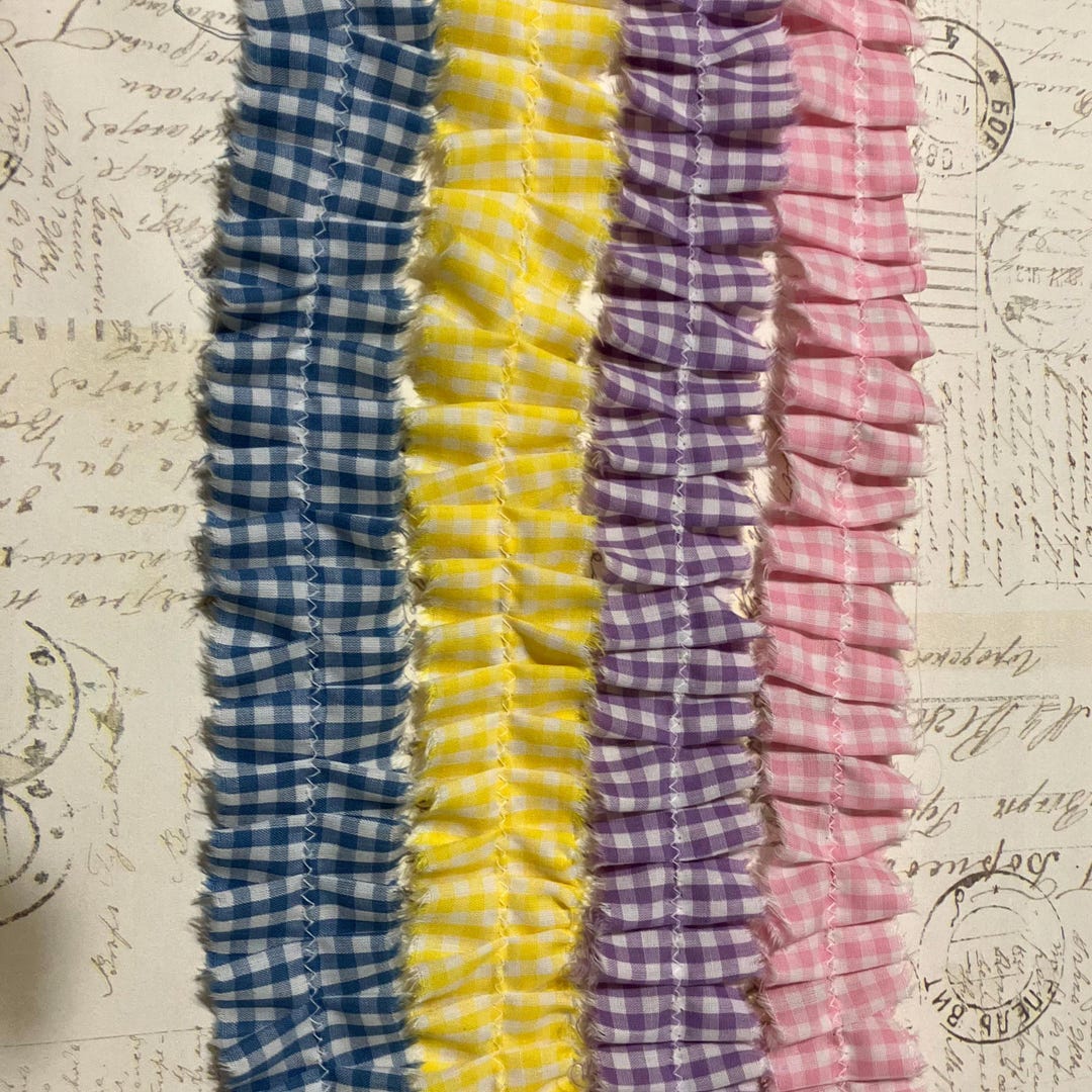 Gingham Fabric Ruffles - for Handmade Journals, Junk Journals, Tags ...