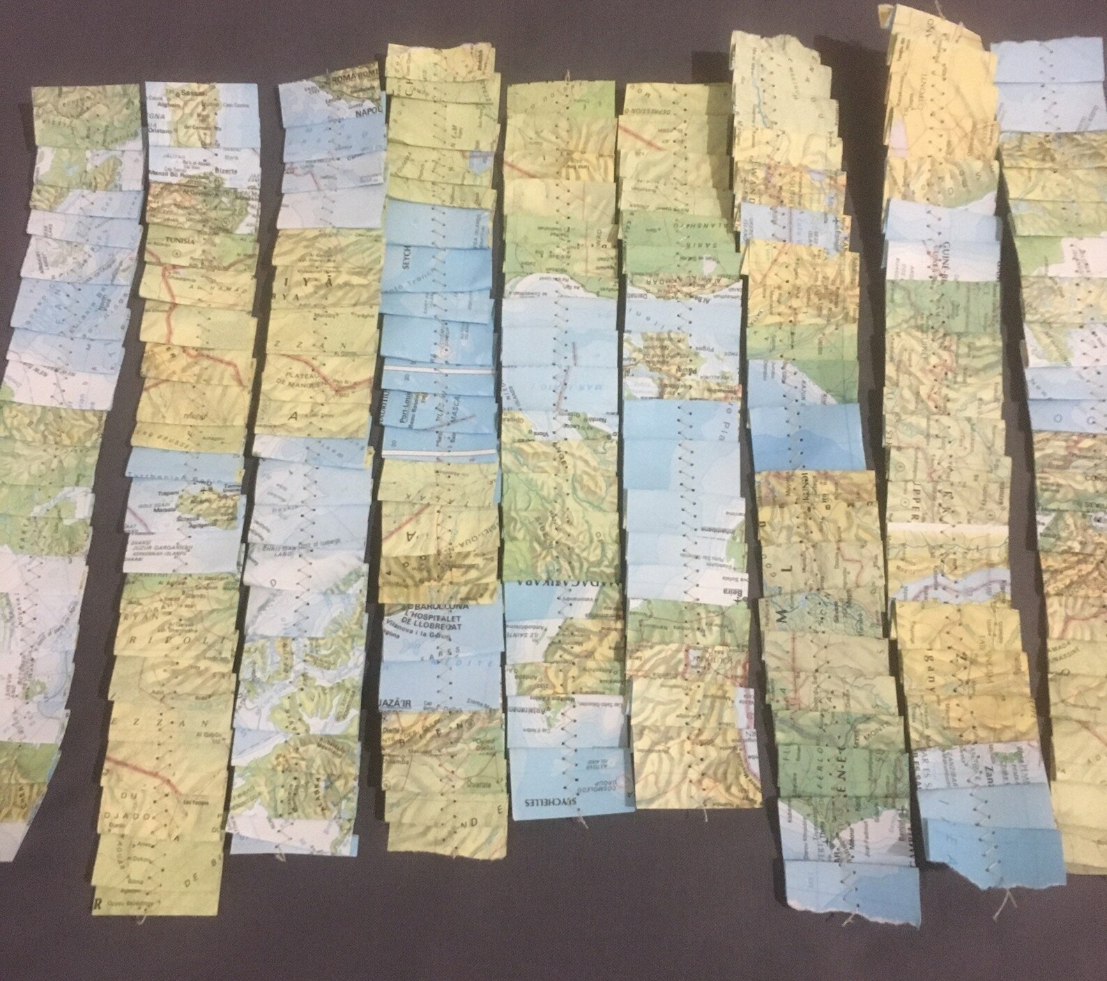 Map or Atlas Paper Ruffles. Ruffled Paper - Set of 7 Strips or 1-yard ...