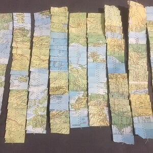 Map or Atlas Paper Ruffles. Ruffled Paper - Set of 7 Strips or 1-yard ...