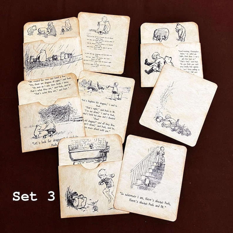 Winnie the Pooh Library Pockets With Journaling Cards - Etsy