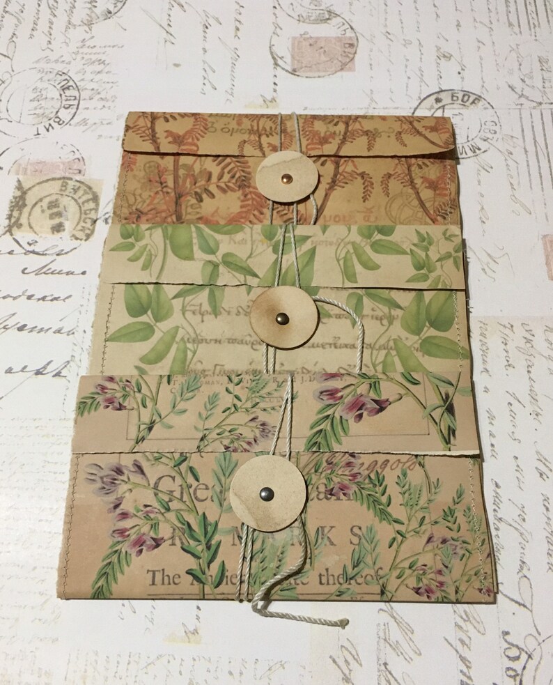 3 Vintage Look Ephemera Envelopes With Interior Pockets | Etsy