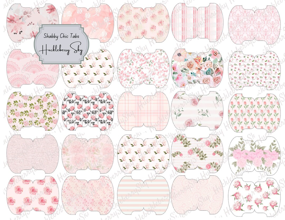 Shabby Chic Pink Round Tabs - 25 Tabs - Whale Tail Punch Style - Etsy
