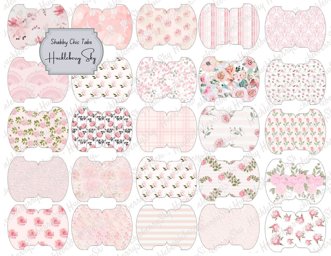 Shabby Chic Pink Round Tabs - 25 Tabs - Whale Tail Punch Style - Etsy